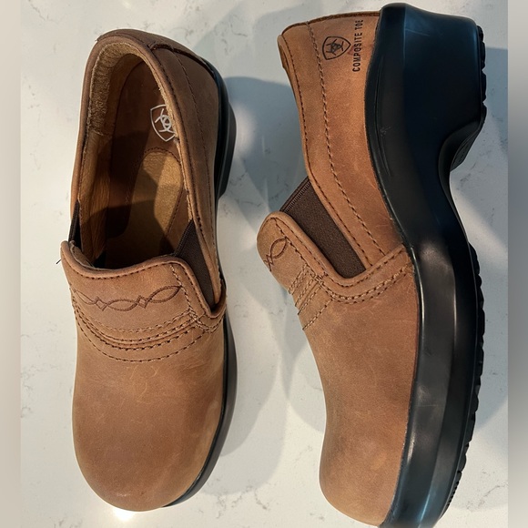 Ariat | Shoes | Ariat Brown Leather Work Safety Clogs | Poshmark